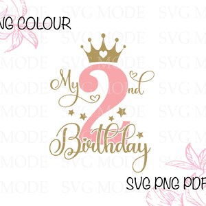 Second Birthday SVG PNG PDF , 2nd Birthday Svg, Birthday Svg, Second ...