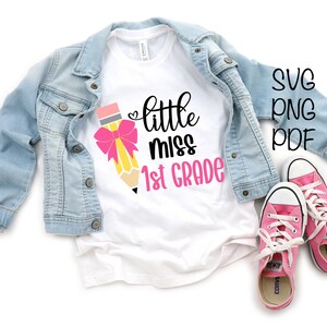 Little Miss First Grade SVG PNG PDF Hello 1st Grade Svg Back | Etsy