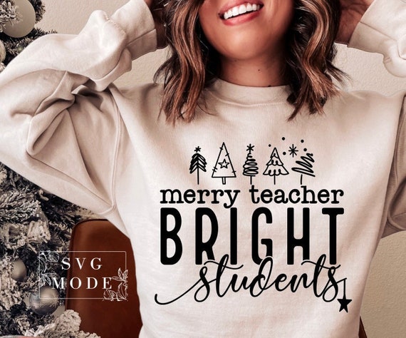 Merry Teacher Bright Students SVG PNG Merry Teacher Svg - Etsy