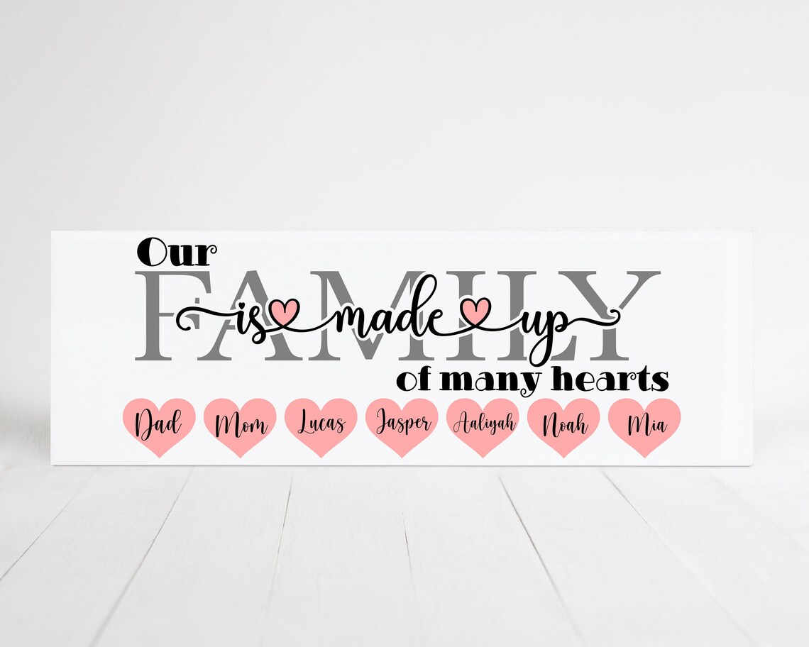 Our Family is Made up of Many Hearts Personalised Svg, Family With ...