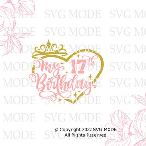 17th Birthday SVG PNG, 17th Birthday Svg, Birthday Svg, 17th Birthday ...