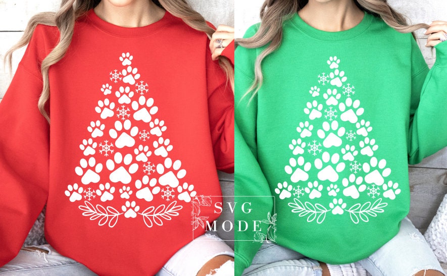 Paw Tree SVG, Christmas Tree Svg, Paw Christmas Tree Svg, Paw Print ...