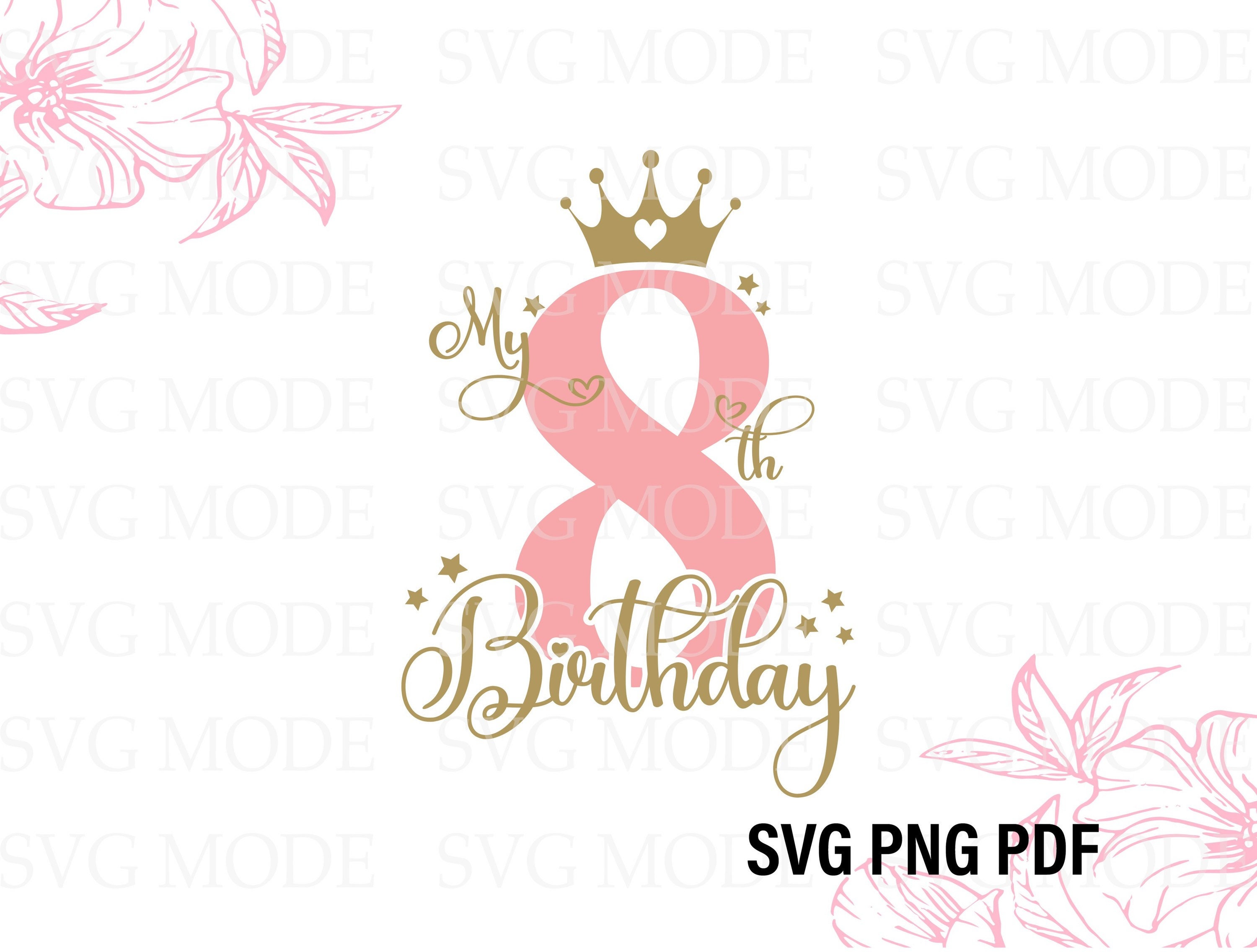 Eighth Birthday SVG PNG PDF 8th Birthday Svg Birthday Svg - Etsy