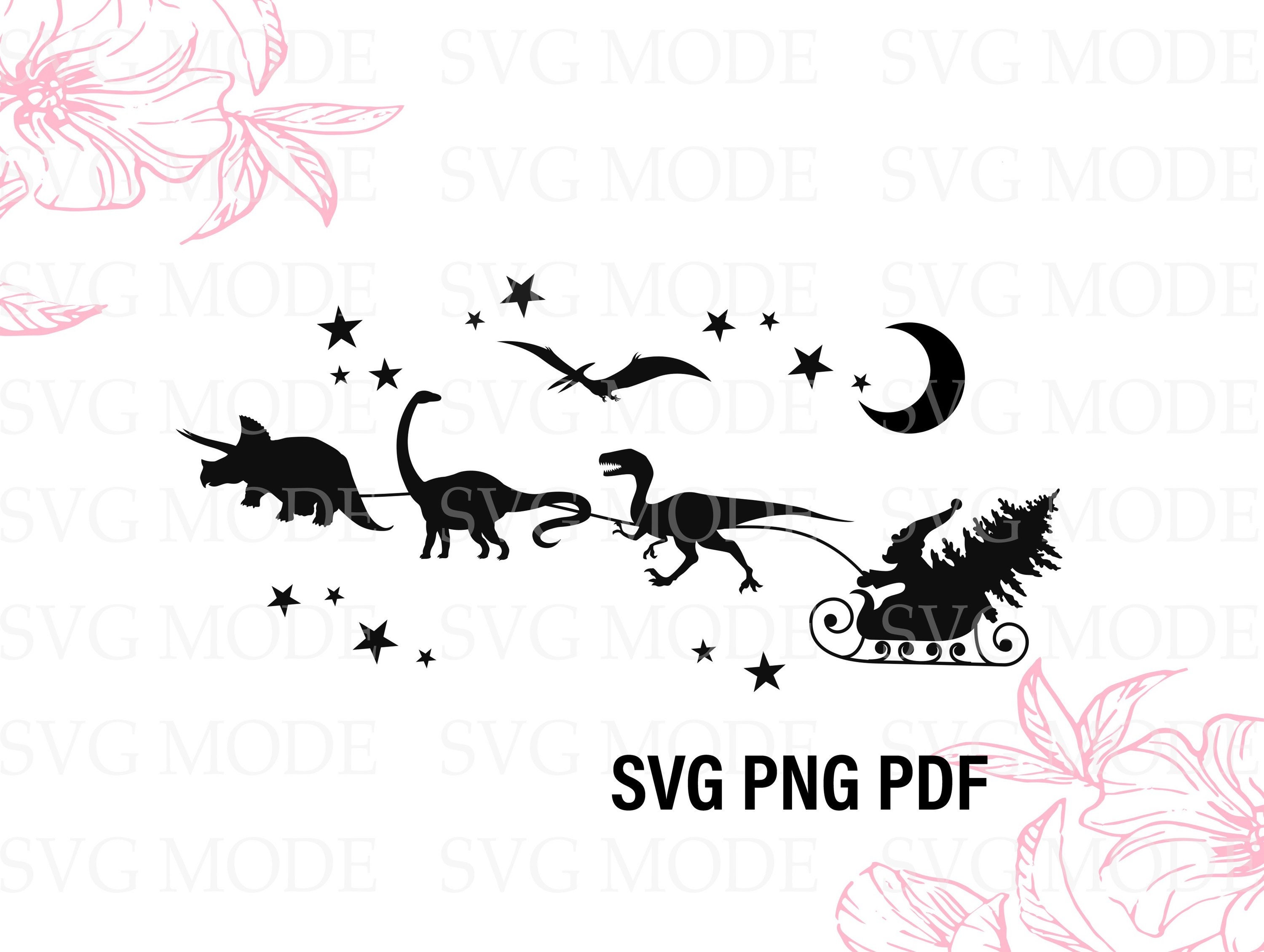 Christmas Dinosaur Sleigh Ride SVG PNG PDF Dinosaur Sleigh | Etsy