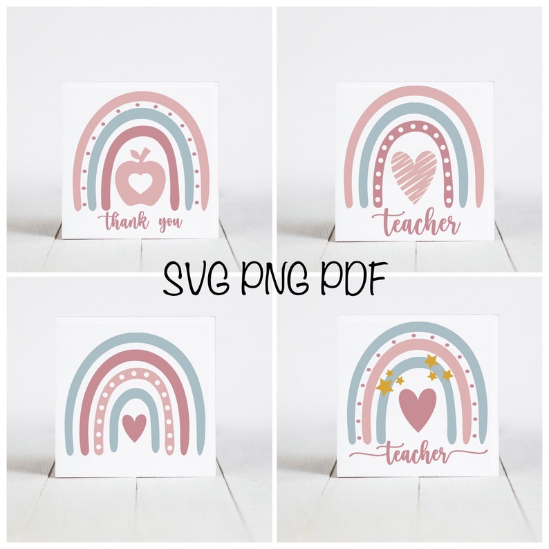 Boho Rainbow Svg Bundle Teacher Rainbow Svg Thank You - Etsy
