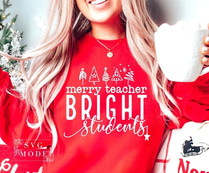 Merry Teacher Bright Students SVG PNG, Merry Teacher Svg, Teacher ...