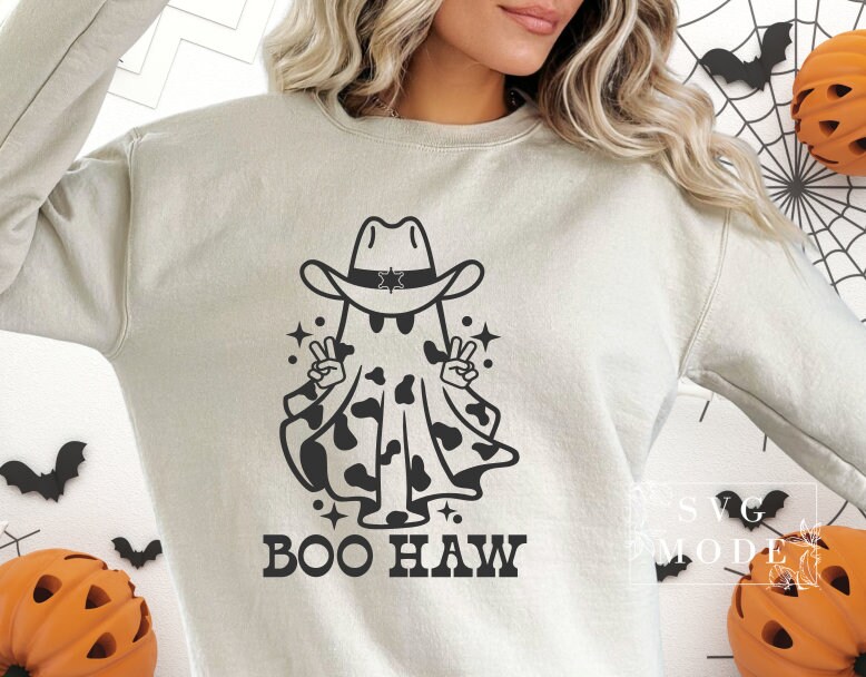 Boo Haw SVG PNG PDF, Cowboy Ghost Svg, Halloween Svg, Funny Halloween ...