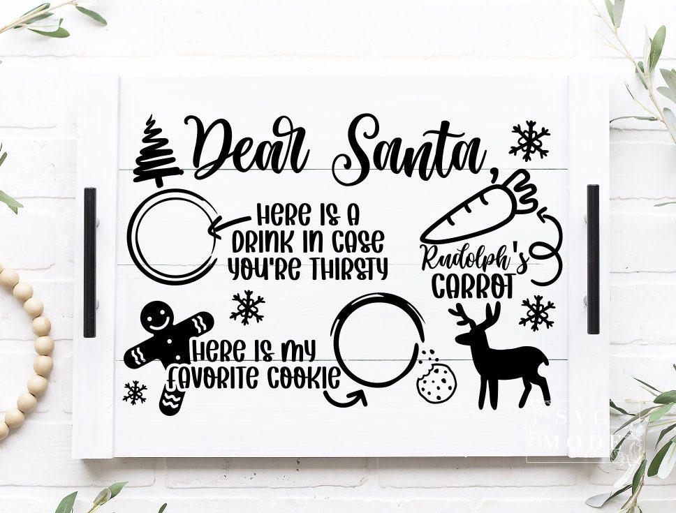 Dear Santa Cookies and Milk Tray SVG PNG PDF, Dear Santa Svg, Christmas ...