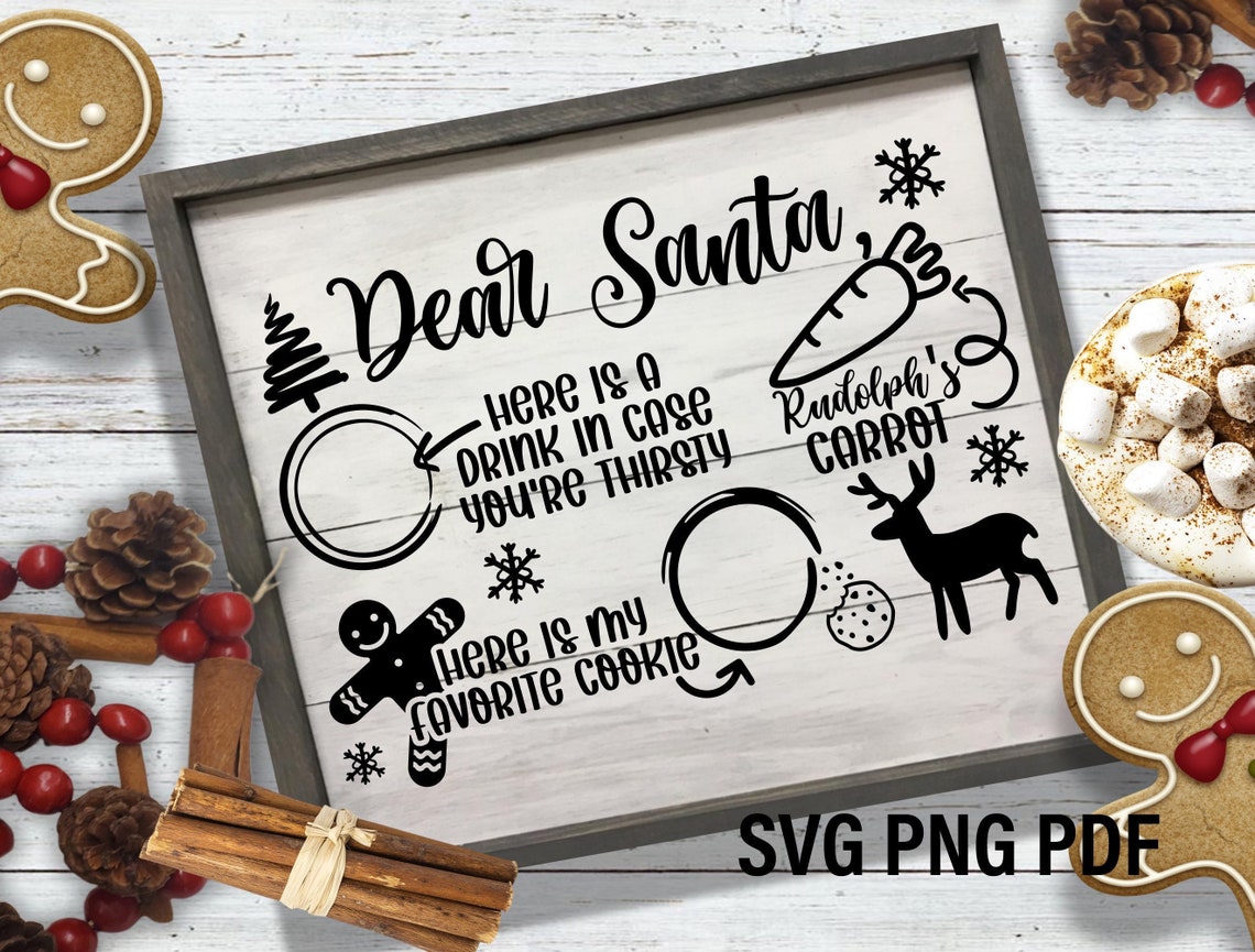 Dear Santa Cookies and Milk Tray SVG PNG PDF Dear Santa Svg | Etsy UK