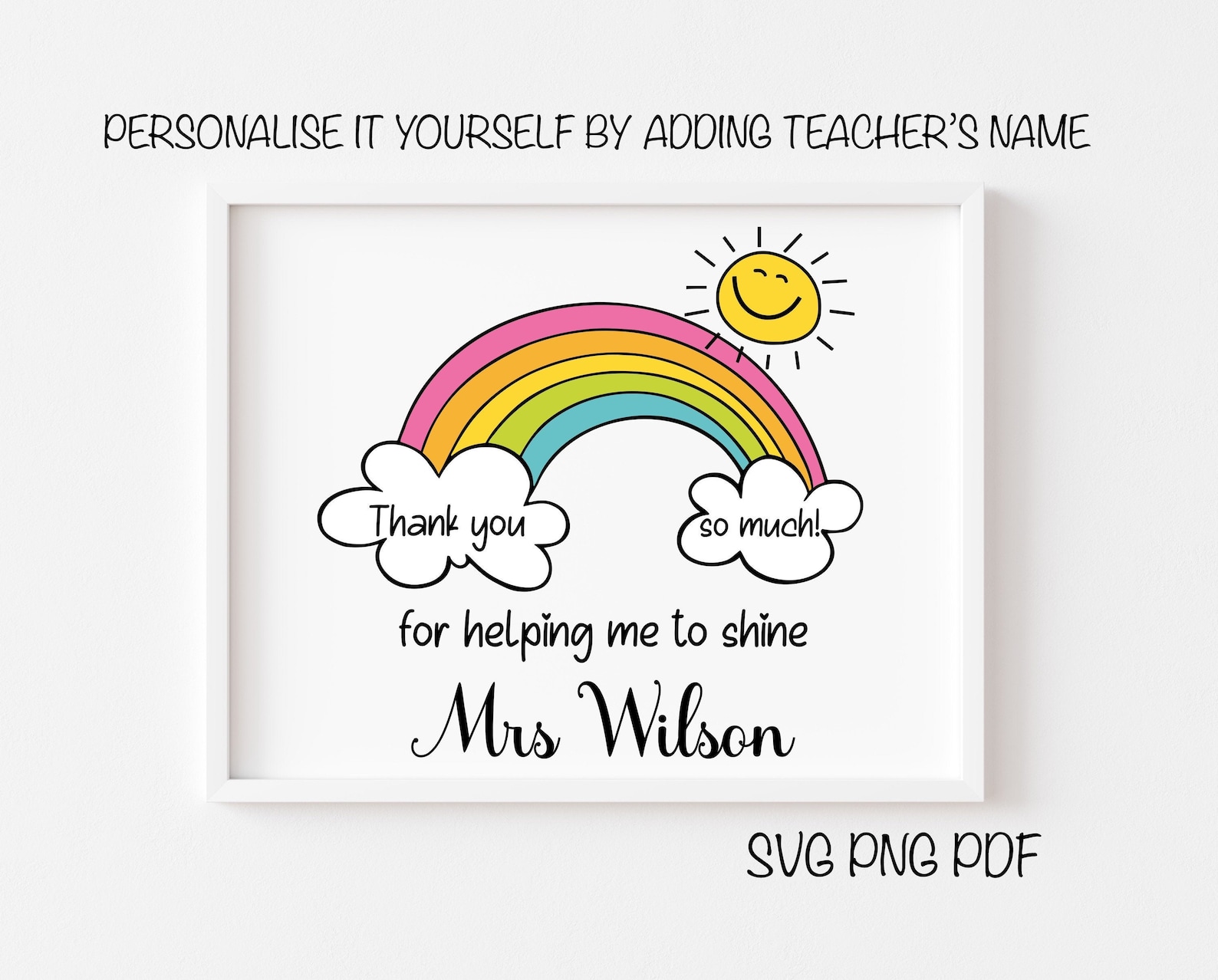 Thank You Teacher SVG PNG PDF Teacher Appreciation Gift Best - Etsy