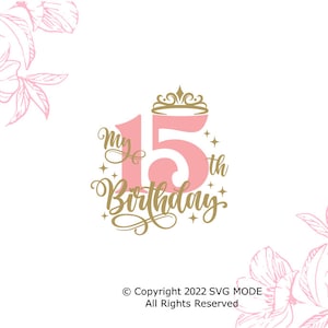 15th Birthday SVG PNG PDF, 15th Birthday Svg, Birthday Svg, 15th ...