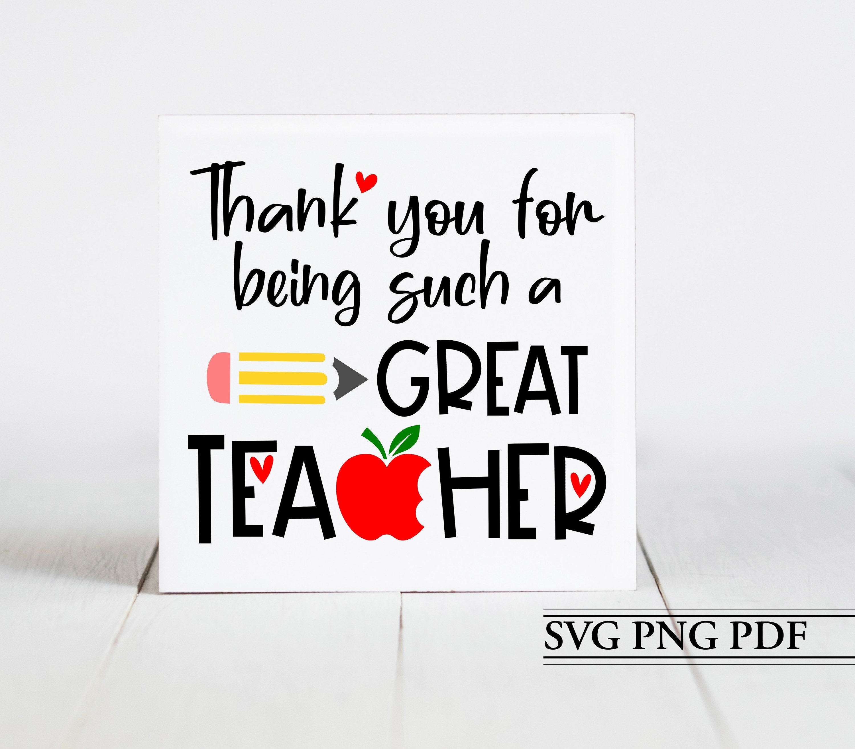 Thank You Teacher SVG PNG PDF Teacher Appreciation Gift Best - Etsy
