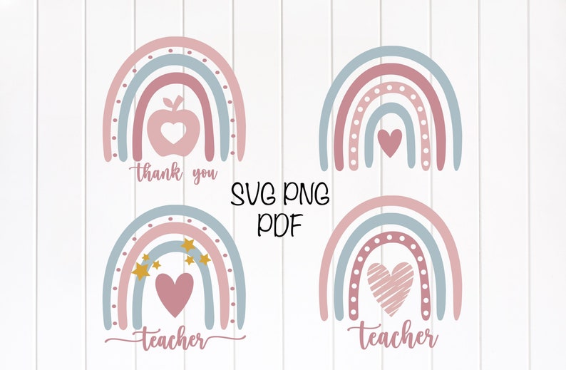 Boho Rainbow Svg Bundle Teacher Rainbow Svg Thank You - Etsy UK