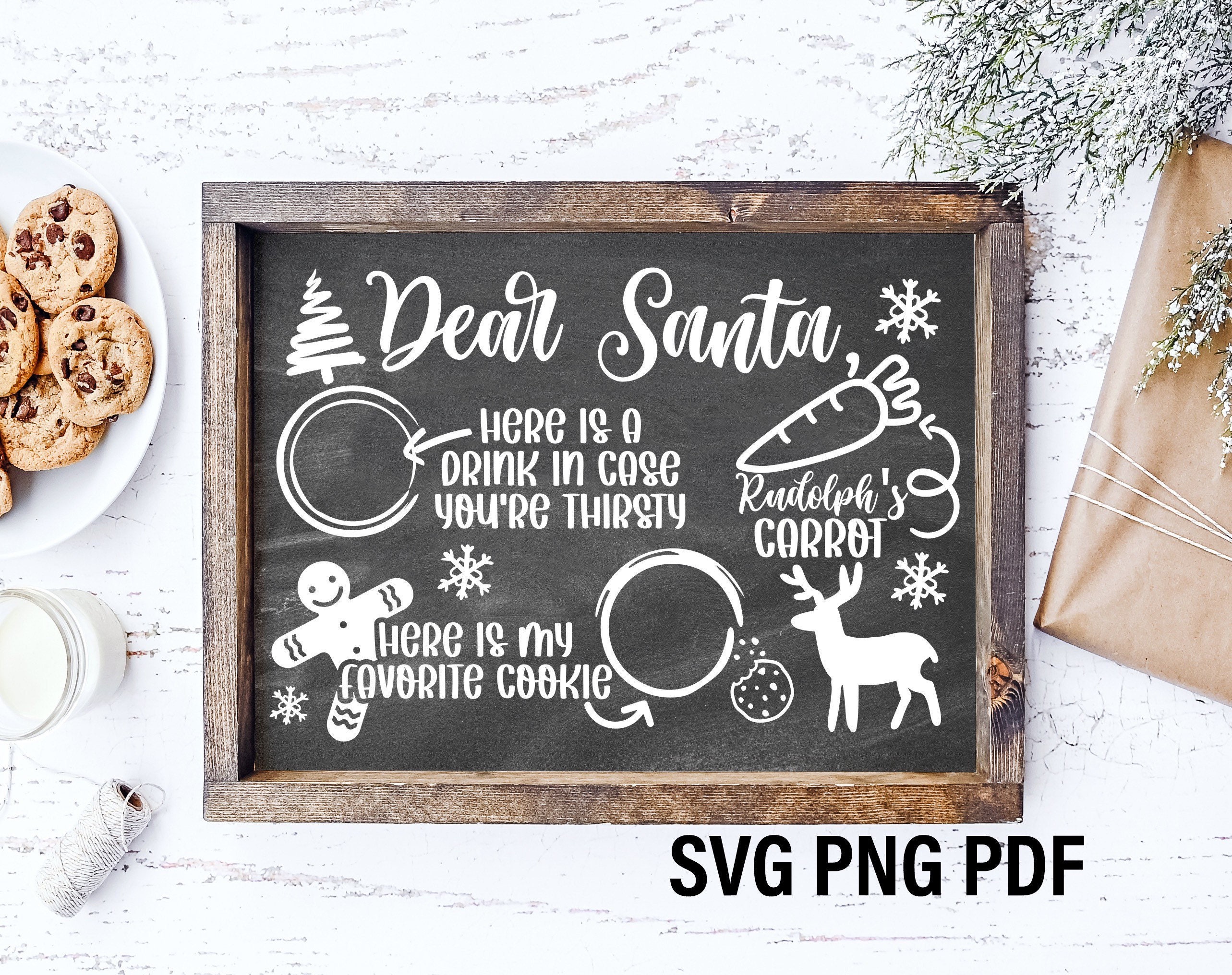 Dear Santa Cookies and Milk Tray SVG PNG PDF Dear Santa Svg | Etsy UK
