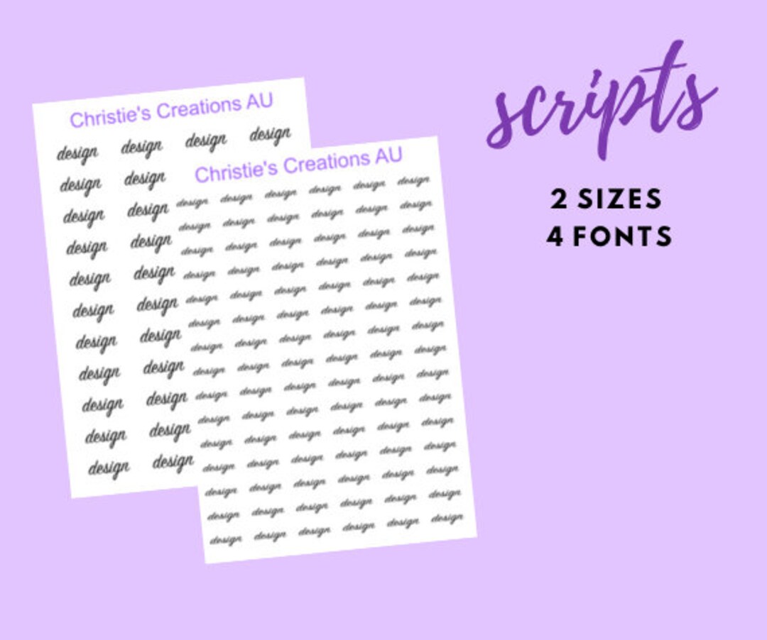 Design Script - Mini Script, Word Sticker, Functional, Small Text ...