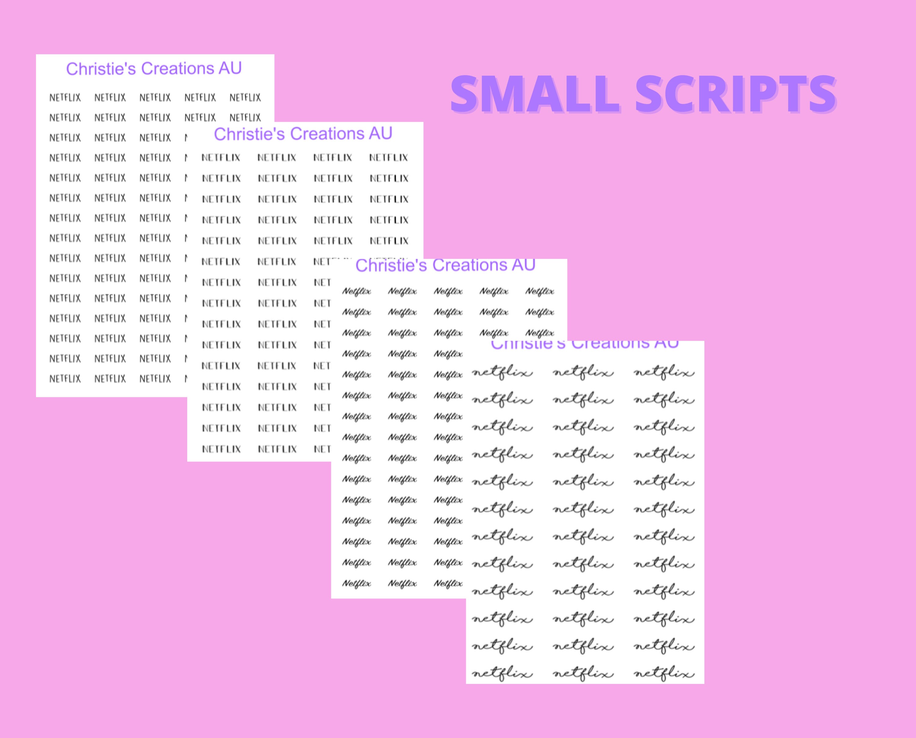 Netflix Script Mini Script, Word Sticker, Functional, Small Text ...