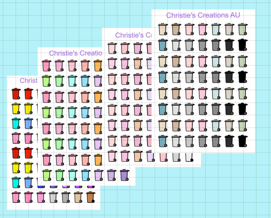 Wheelie Bin Icons - Multi Colour, Functional, Mini Icons, Small Icons ...