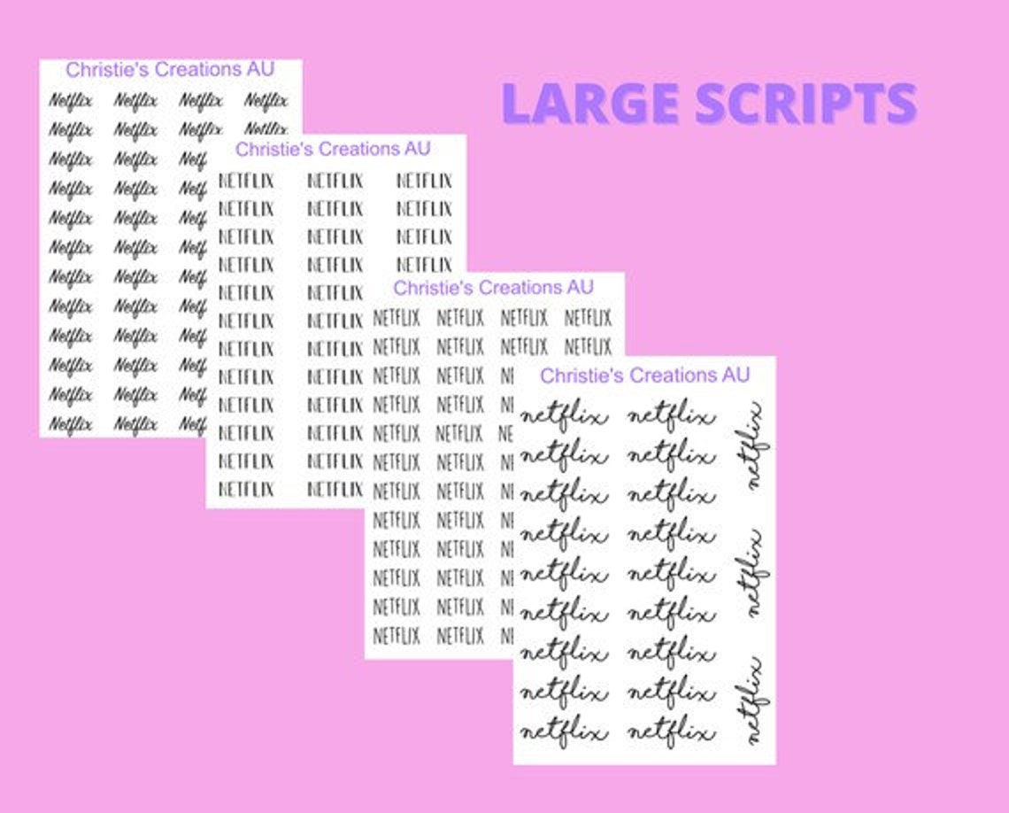 Netflix Script - Mini Script, Word Sticker, Functional, Small Text ...
