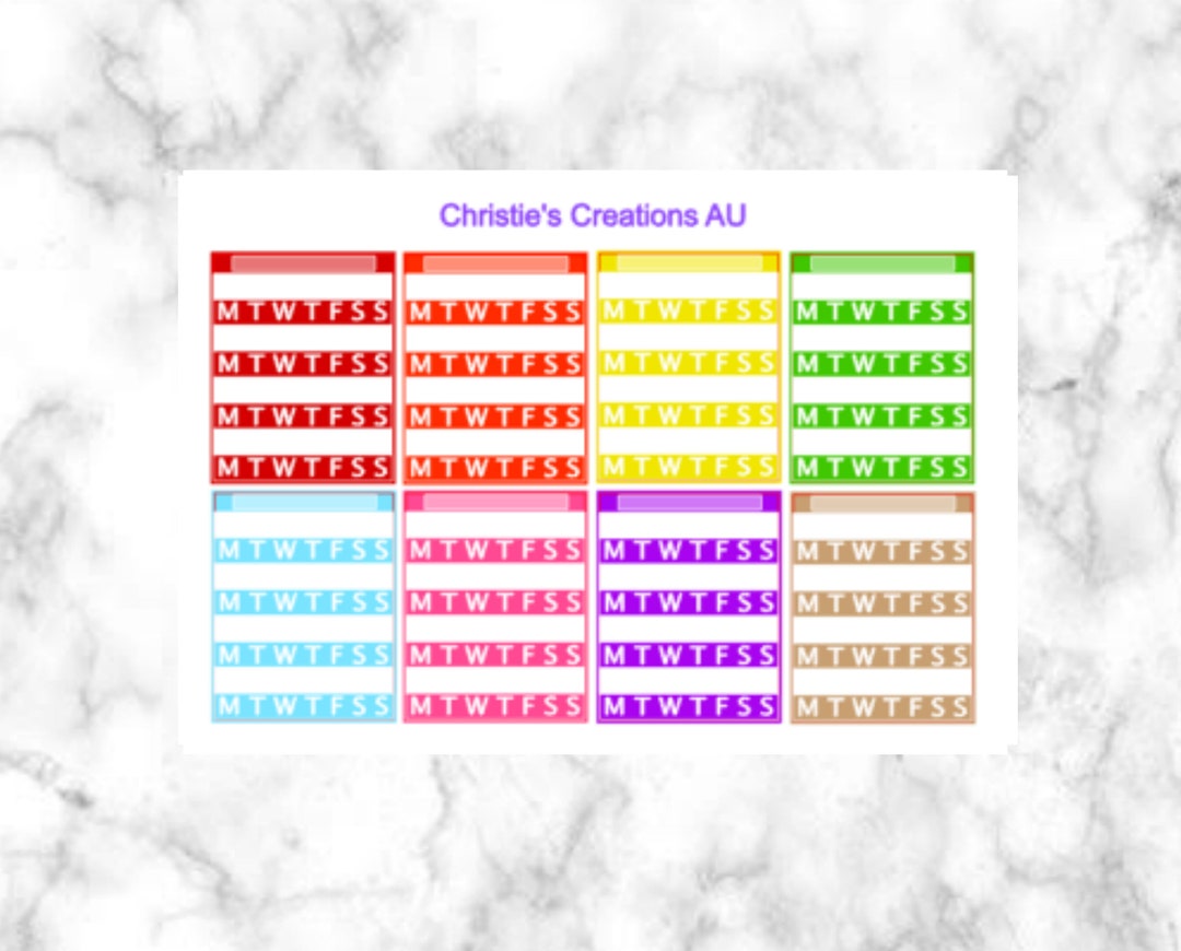 Weekday Tracker - Functional Stickers, Planner Stickers, Rainbow ...