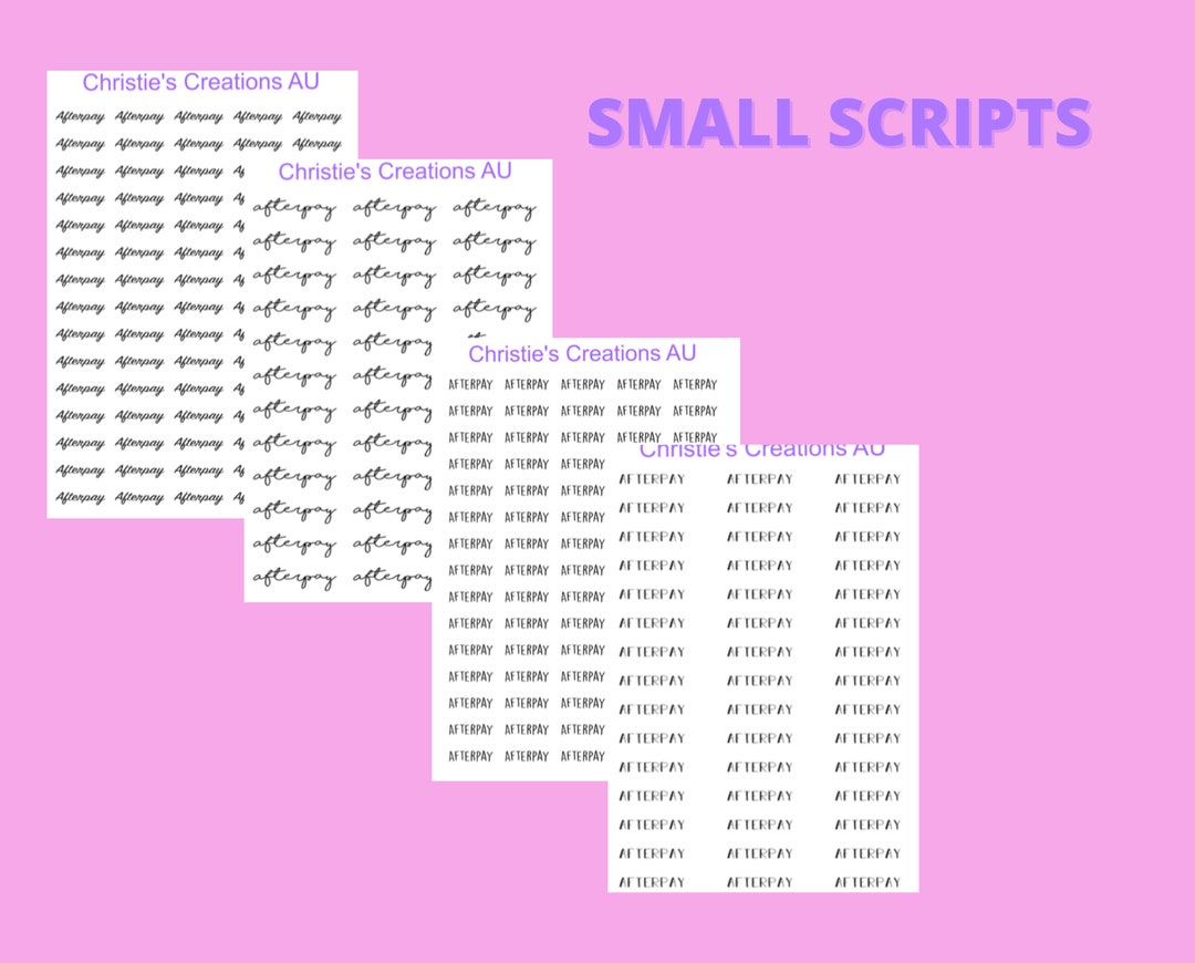 After Pay Script Mini Script Word Sticker Functional - Etsy