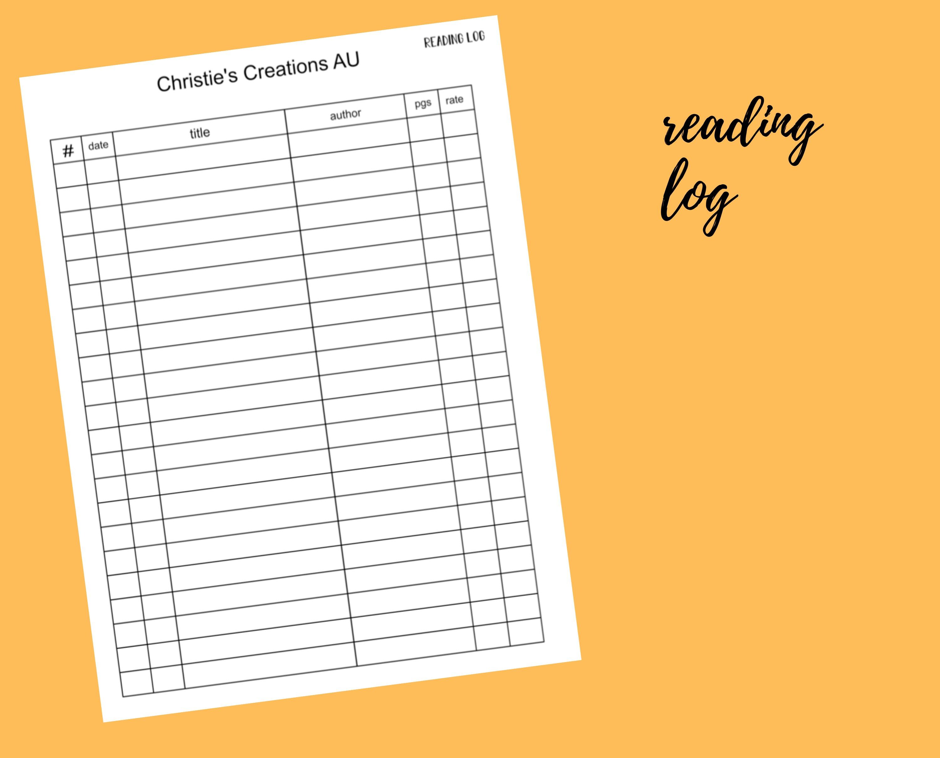 Reading Log - Journal Page, Reading Log, Book Journal Page, Reading ...