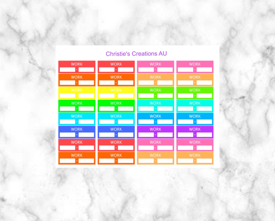 Work Label - Functional Stickers, Planner Stickers, Rainbow, Pastel ...