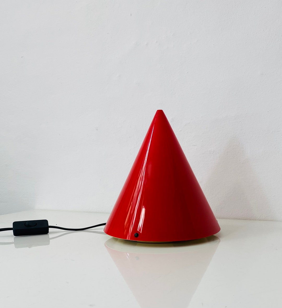A Red Cone Table Lamp by Verner Panton | 1990s - Etsy
