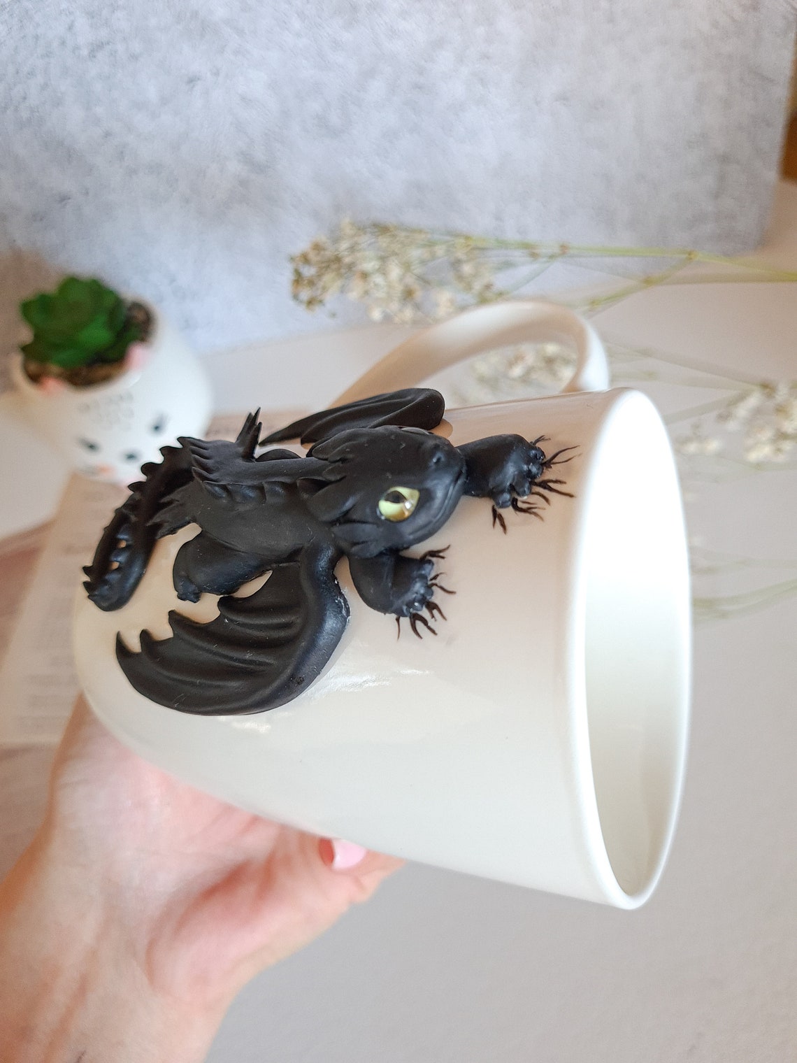 Toothless on mug Dragon Night Fury Sculpture on Mug HTTYD | Etsy