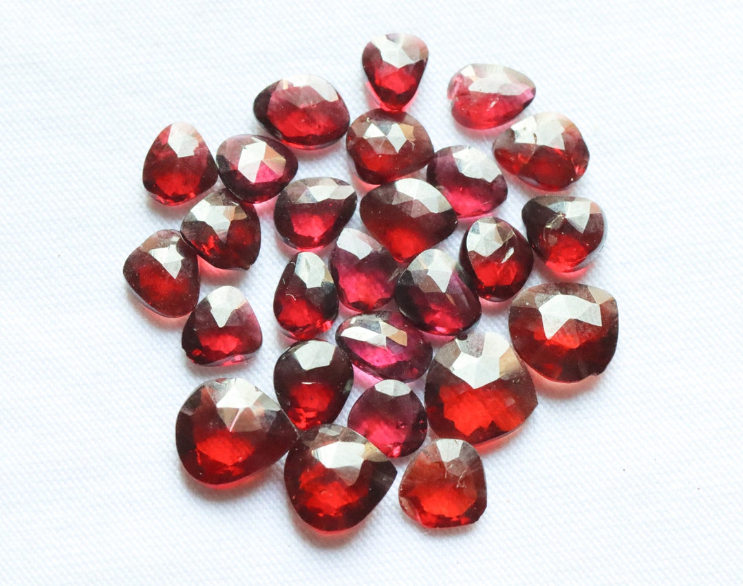 Ruby Light Garnet Rose Cut Heart Shape Both Side Cut Lot, Garnet Beads ...