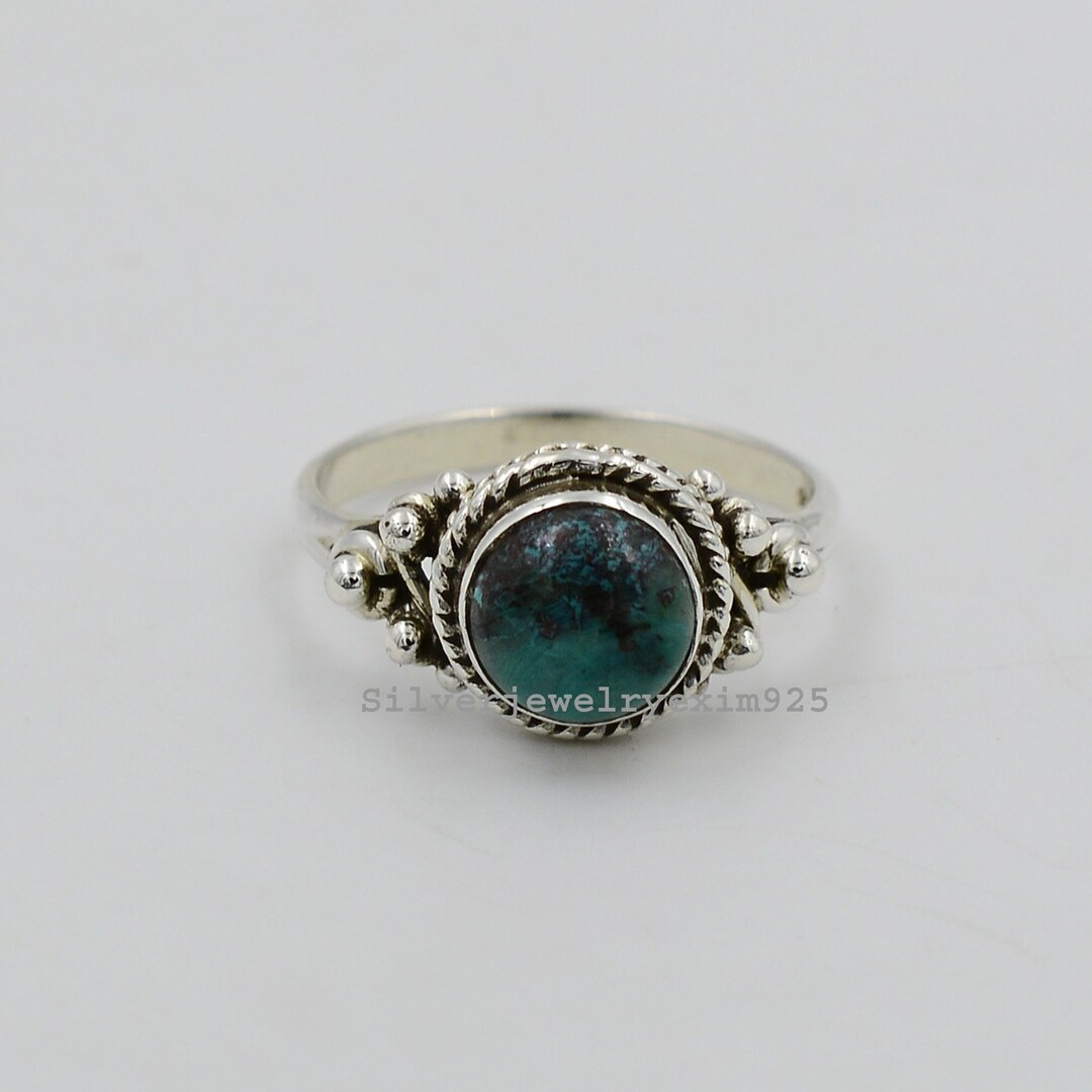 Natural Chrysocolla Ring, Sterling Silver Rings, Statement Rings, Rings ...
