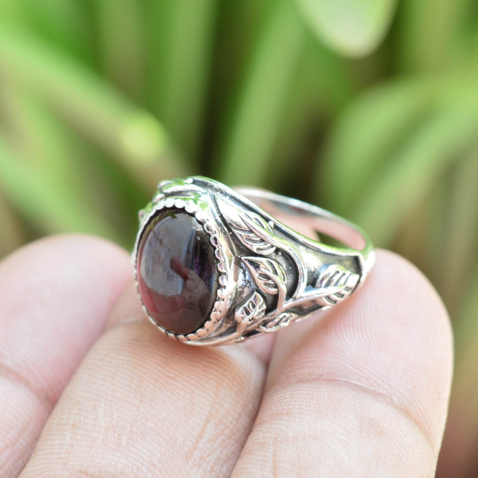 Sterling Silver Garnet Ring 10x12 Mm Oval Garnet Ring | Etsy