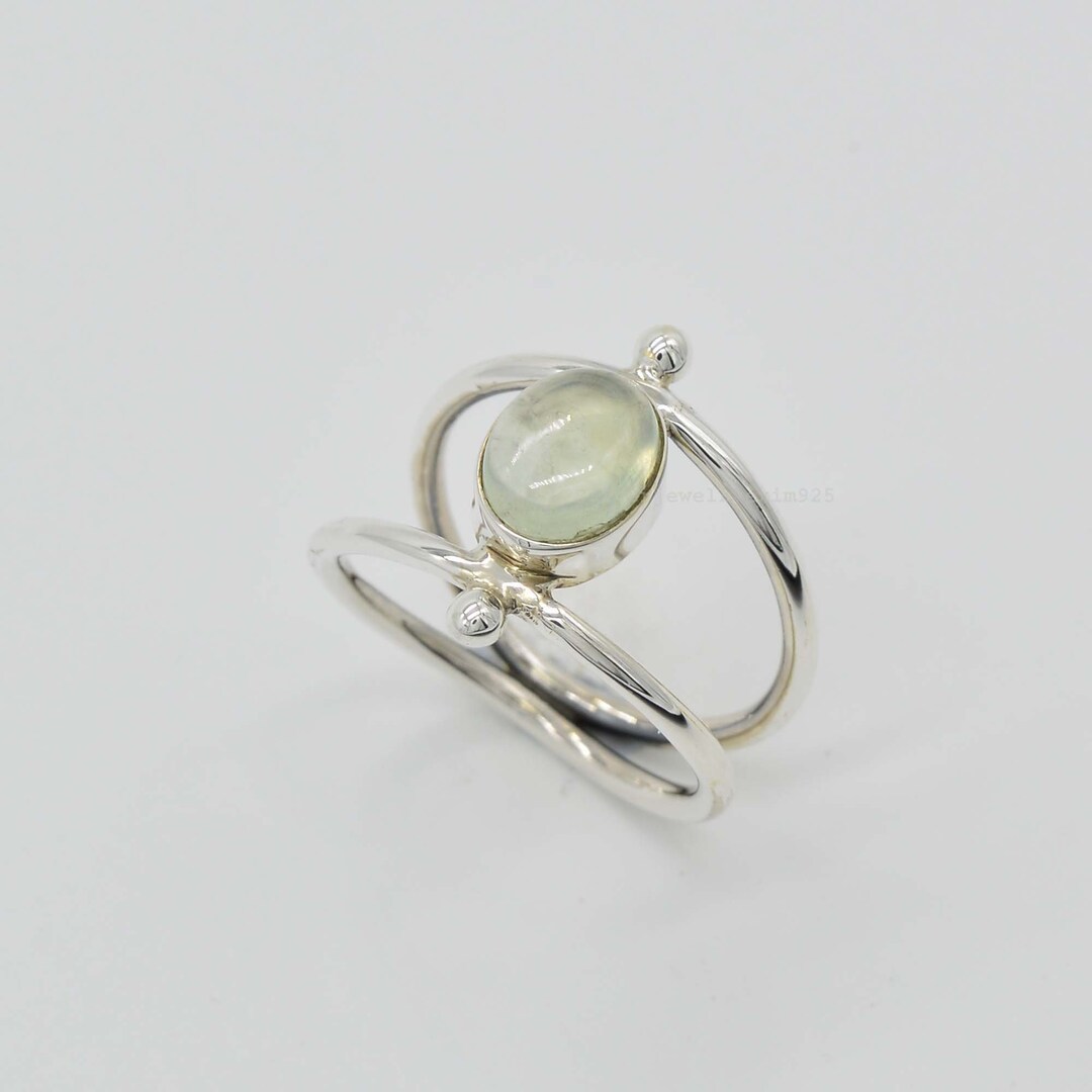 Natural Prehnite Ring, 925 Sterling Silver Rings, Gemstone Ring, Oval ...