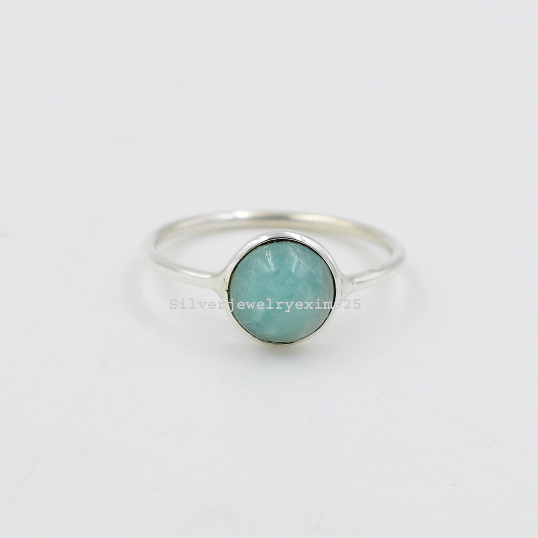 Natural Amazonite Silver Ring, 925 Silver Rings, Handmade Ring, Dainty ...