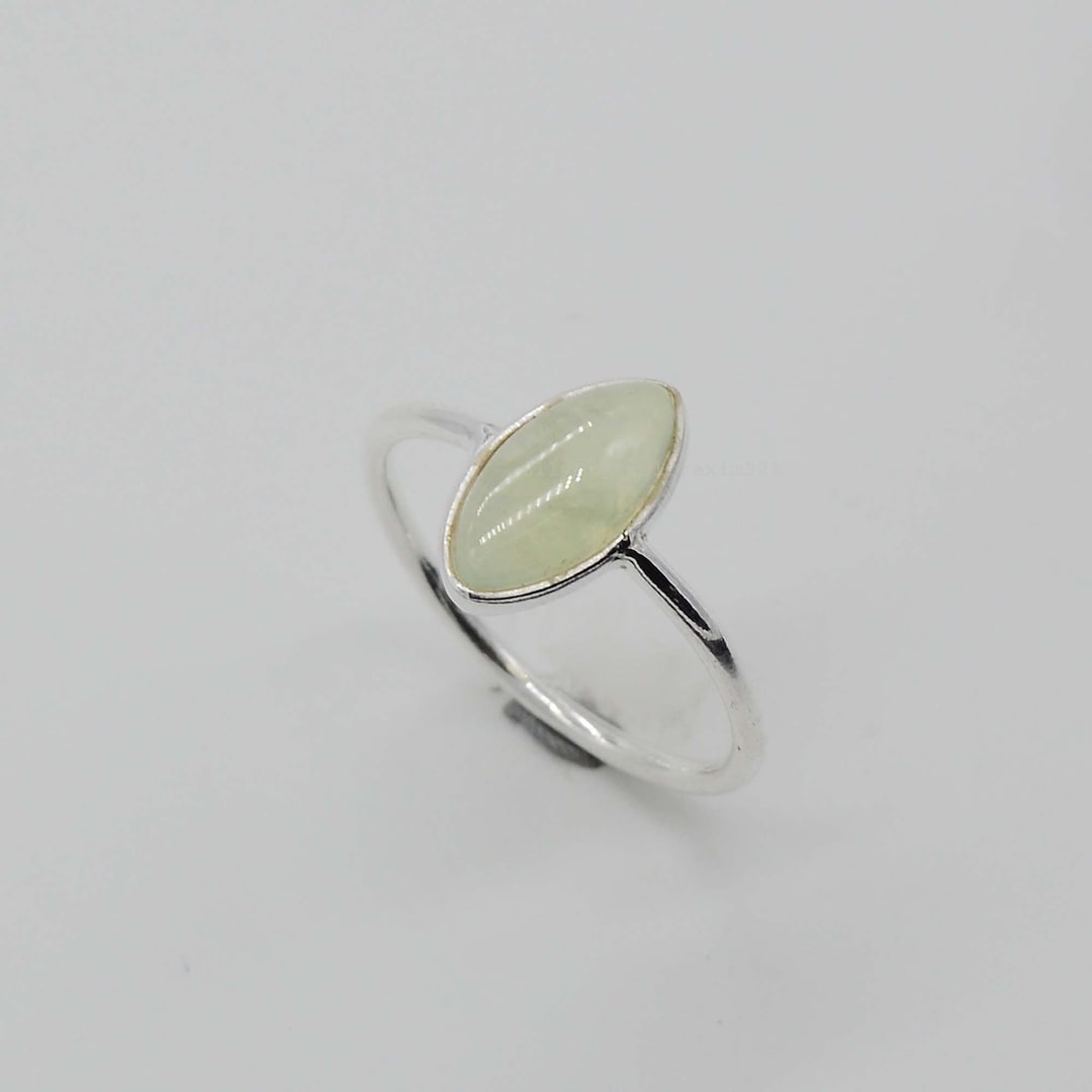 Natural Prehnite Ring, Sterling Silver Rings, Women Rings, Gift for Her ...