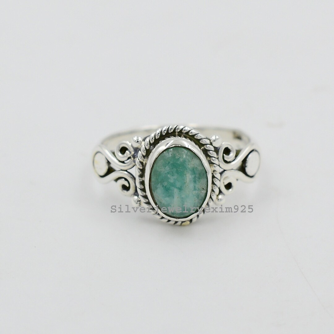 Genuine Amazonite Ring, Statement Rings, Oval Amazonite Ring, Handmade ...