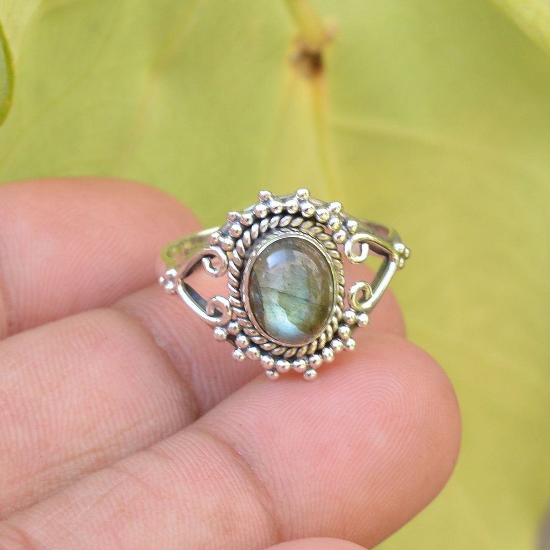 Natural Labradorite Ring Silver Rings Women Rings Oval - Etsy
