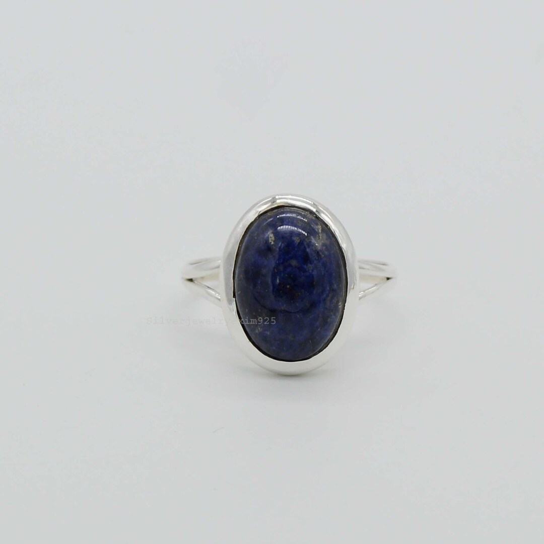 Blue Dumortierite Ring: Oval Gemstone, 925 Sterling Silver, Boho ...