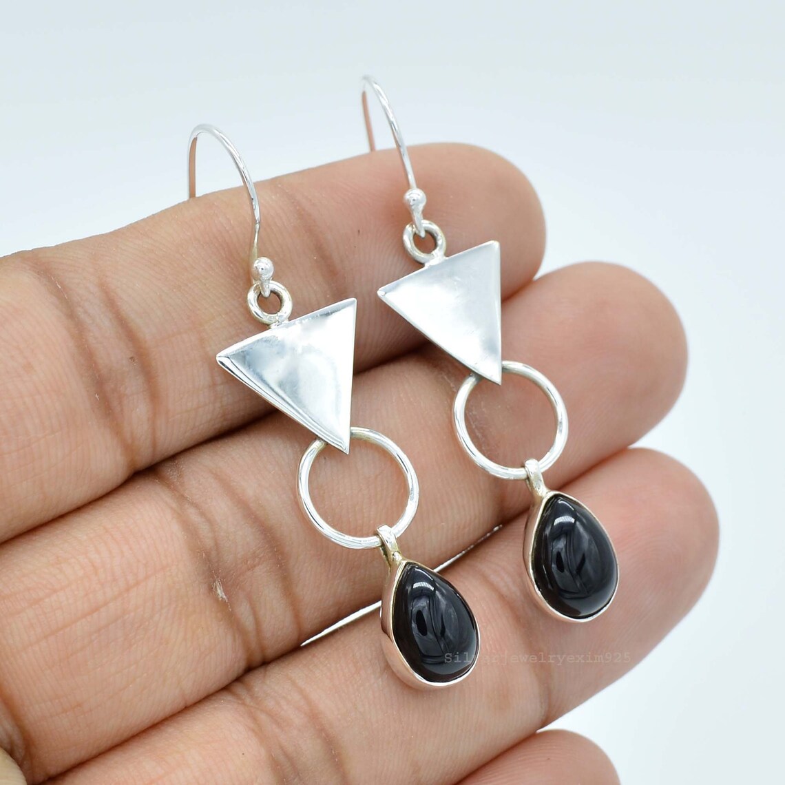 Black Onyx Earrings 925 Sterling Silver Earrings 7x10mm | Etsy