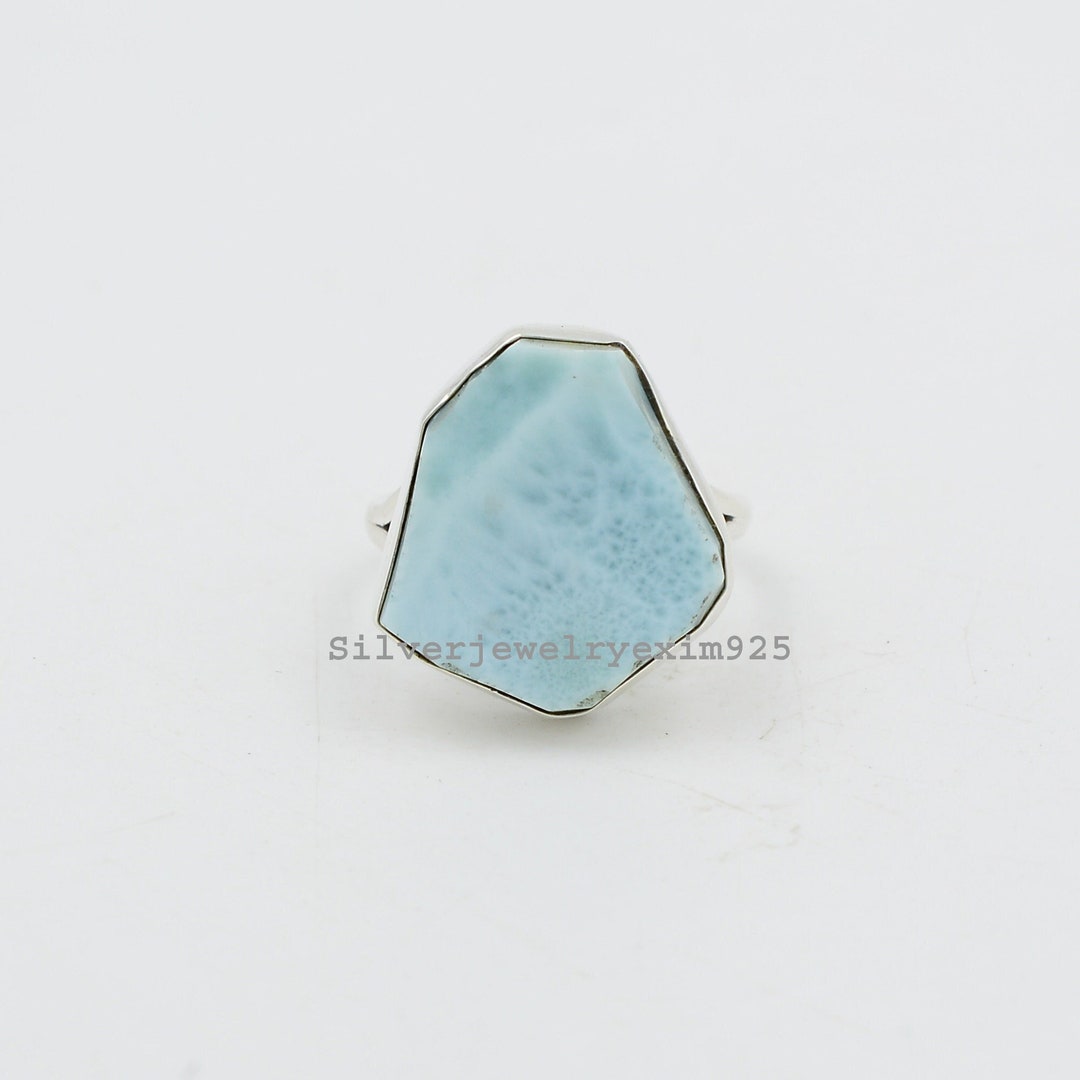 Genuine Larimar Ring, Rough Larimar Ring, Women's Larimar Ring ...