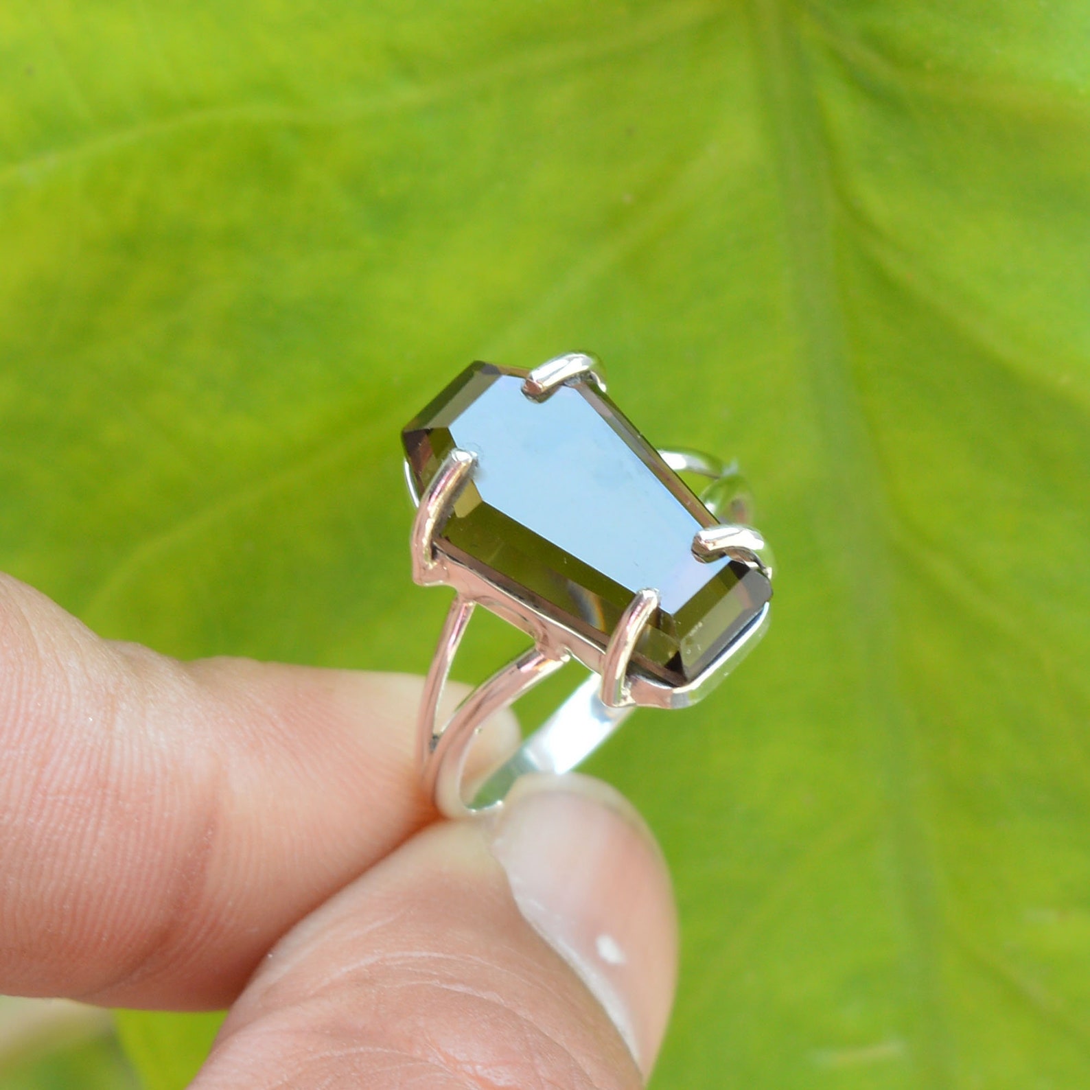 Coffin Ring, Smoky Quartz Ring, Gemstone Ring, Smoky Engagement Ring ...