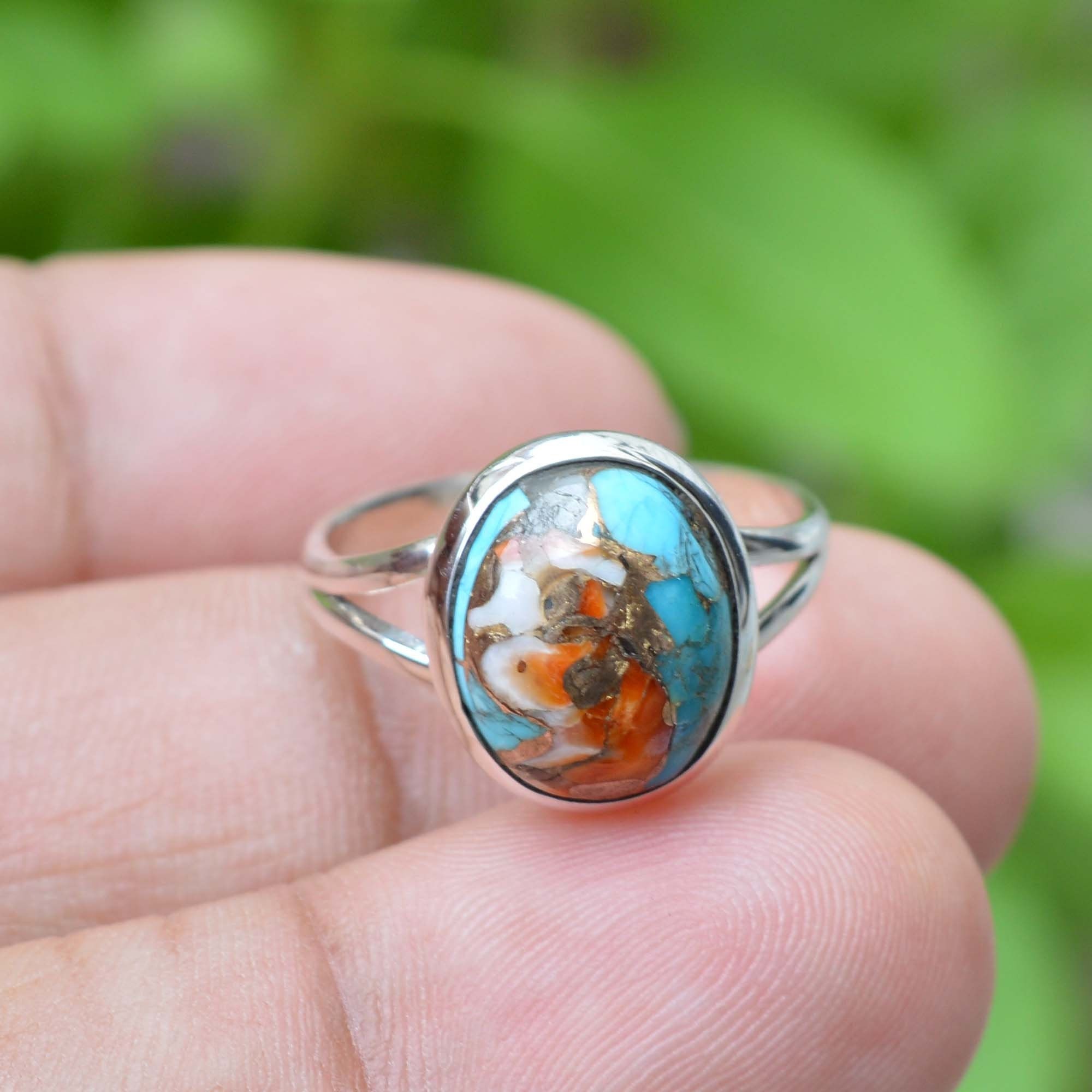 Copper Oyster Turquoise Ring Handmade Oyster Ring 925 | Etsy