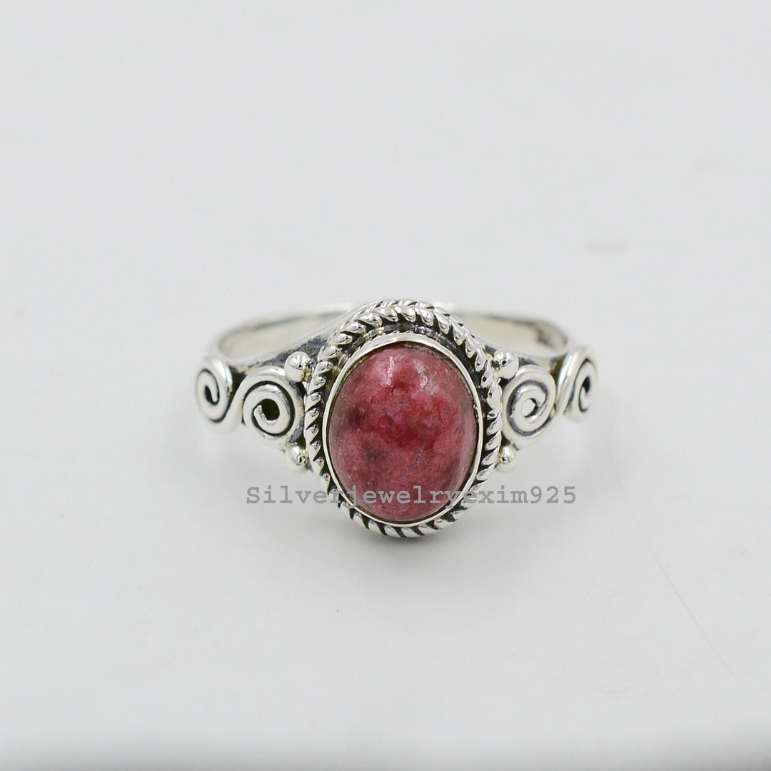 Thulite Ring, 925 Sterling Silver Ring, Handmade Ring, Women Rings ...
