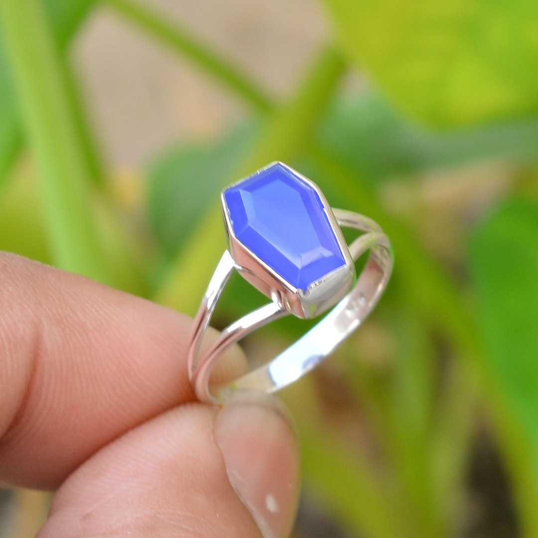 Coffin Rings, Lapis Chalcedony Ring, Handmade Ring, Coffin Jewelry ...