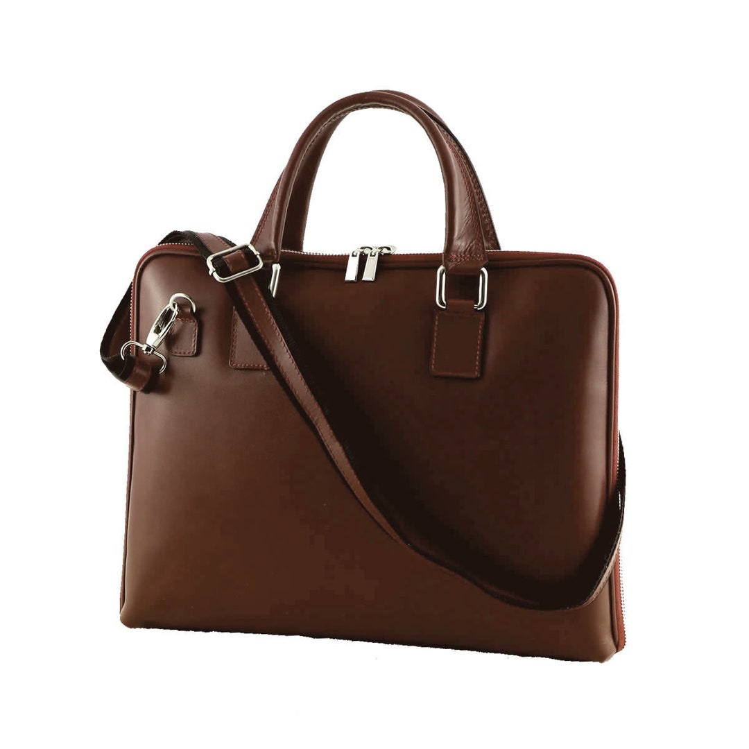 Genuine Leather Women's Briefcase 4022 Dark Brown - Etsy