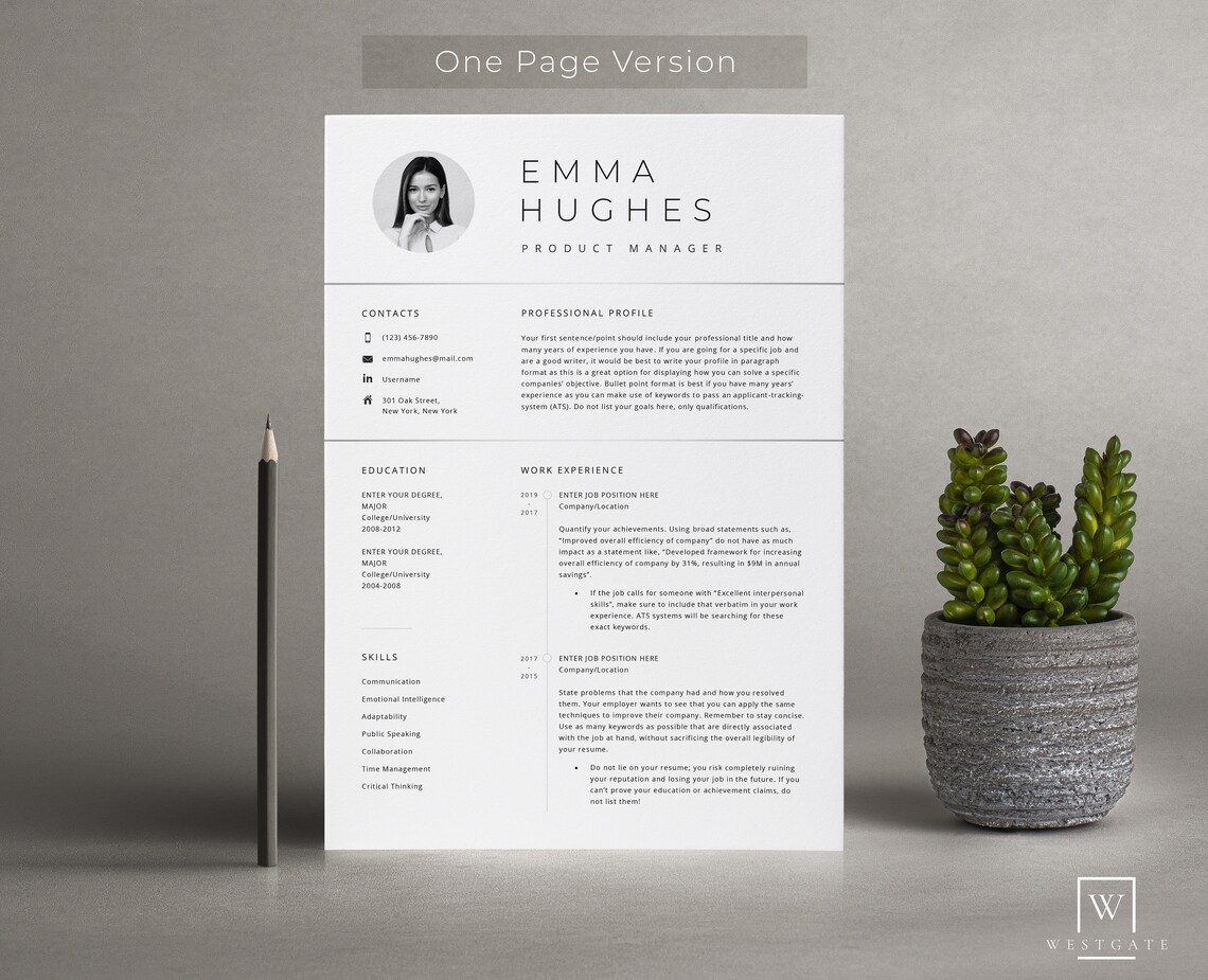 4 Page Resume Template Cover Letter and References Template - Etsy