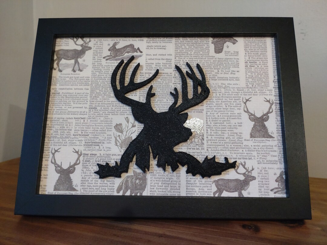 Silhouette Stag in Newspaper Background - Etsy UK