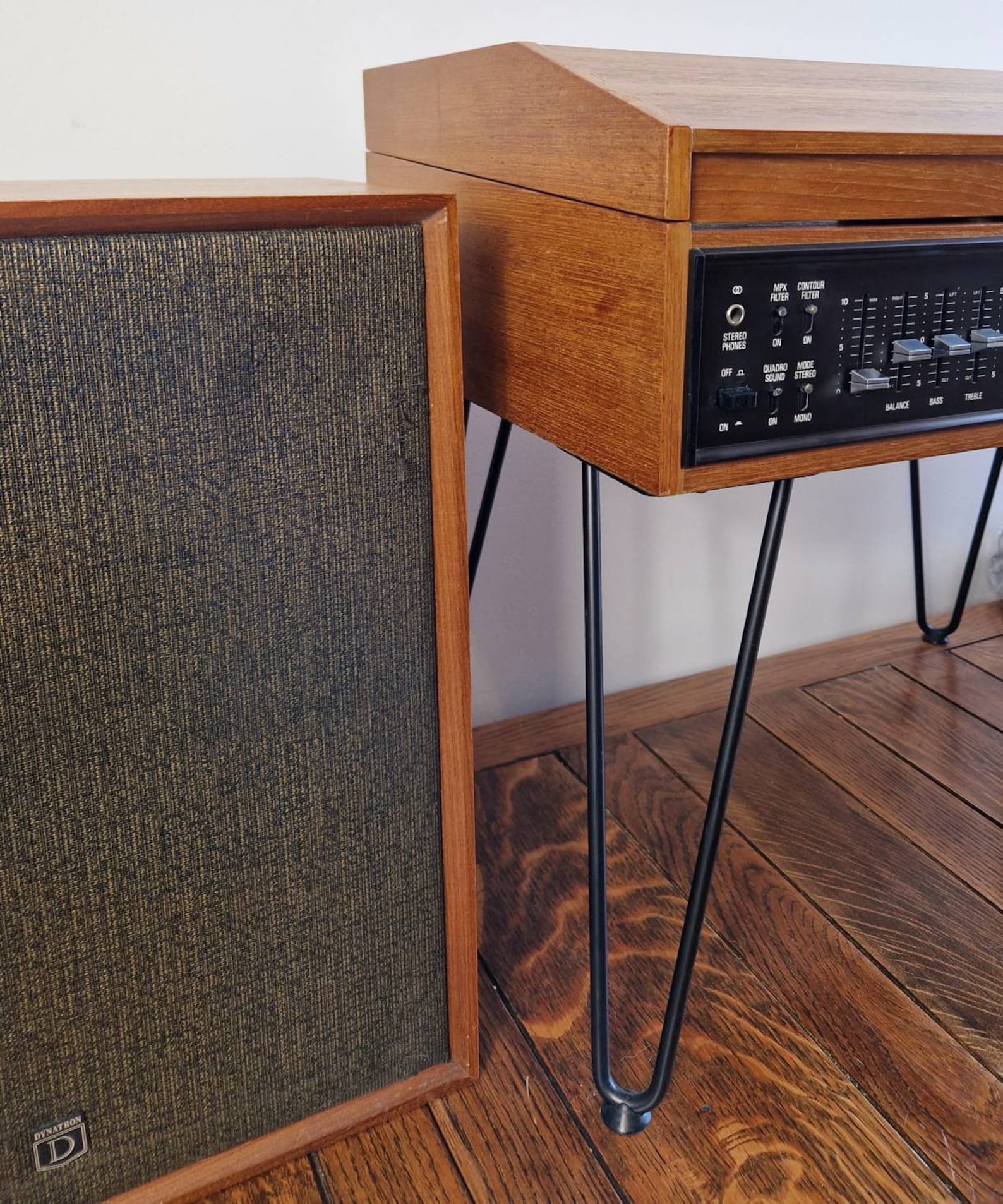 1974 Dynatron Record Player and Cassette Music System on Hairpin Legs ...