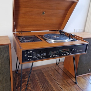 1974 Dynatron Record Player and Cassette Music System on Hairpin Legs ...