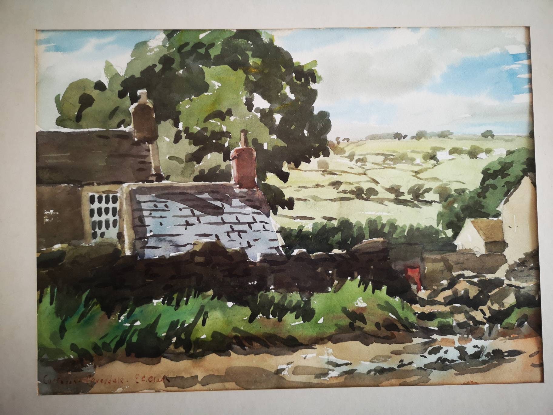E C Clark - Mid 20th Century 1950s Original Watercolour, Cottages ...