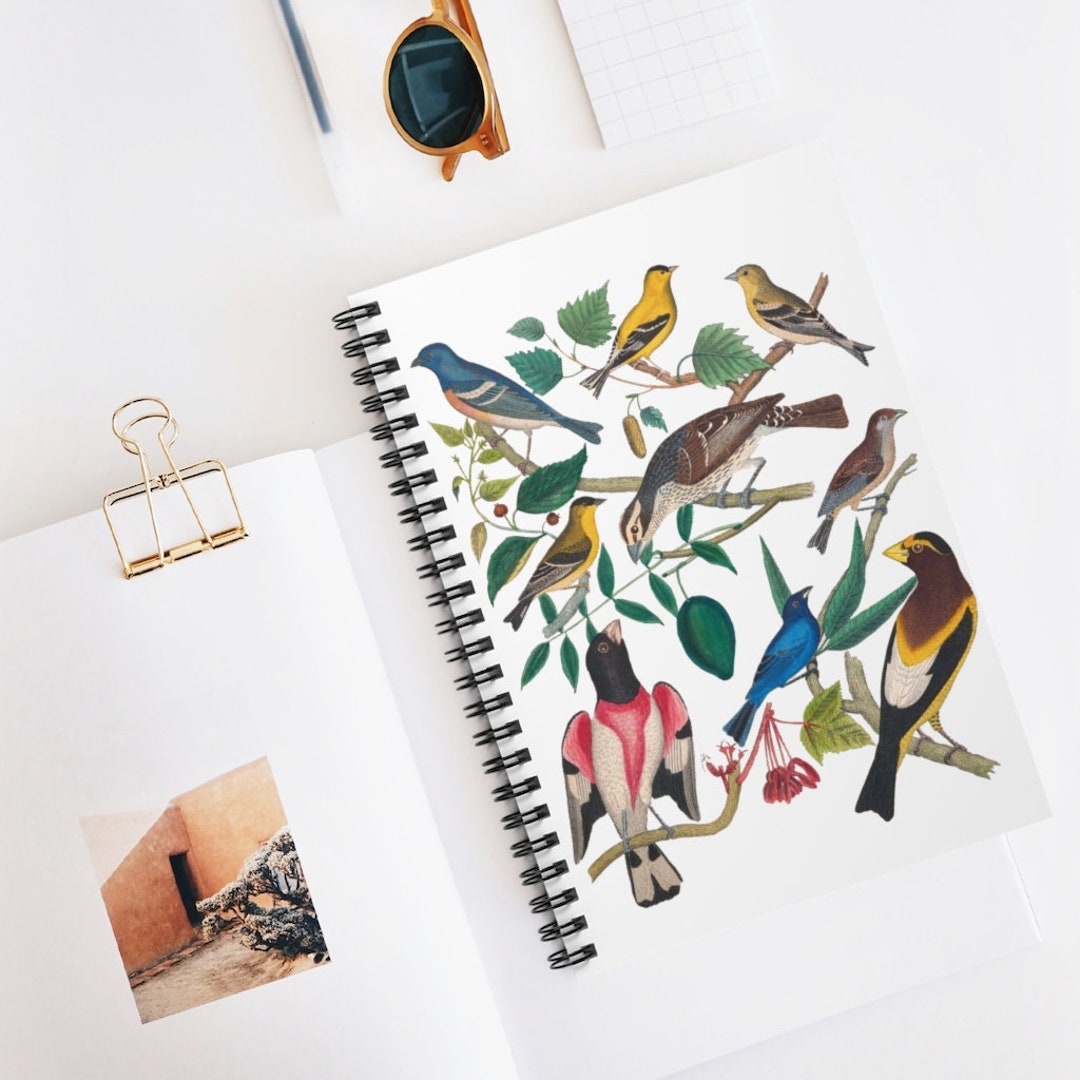 Vintage Birds Chart Spiral Notebook - Ruled Line Songbird Bird Lover ...